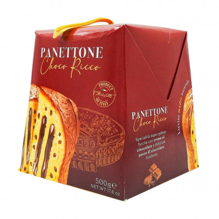 Panettone aux pépites de chocolat et fourré à la crème chocolat - Boîte ...